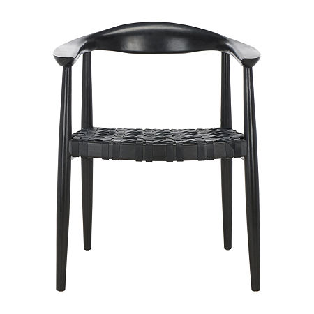 Click here for Walda Leather Woven Accent Chair - Black prices