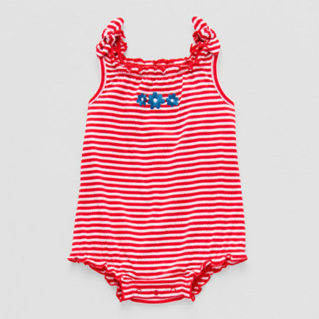 Click here for Okie Dokie Baby Girls Sleeveless Striped Romper  N... prices
