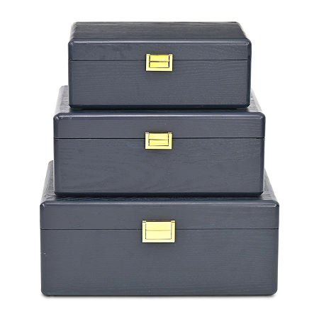 Click here for Cheungs Navy Blue Suitcase Boxes With Gold Handles... prices