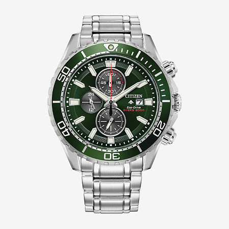 Citizen Eco-Drive Mens Chronograph Promaster Dive Stainless Steel Bracelet Watch 45mm - Silver-tone