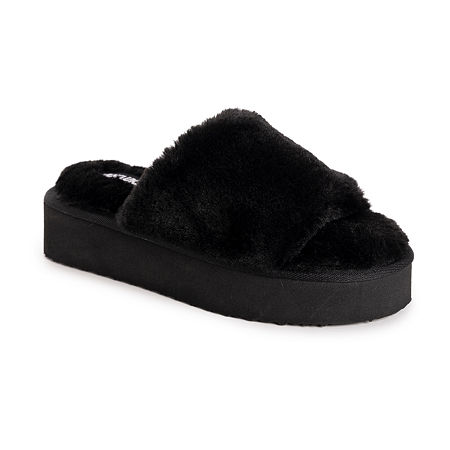 Muk Luks Womens Platform Slide Slipper - Black