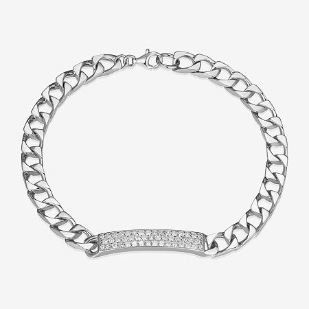 Click here for Mens Sterling Silver 8 Inch Solid Link Round Id Br... prices