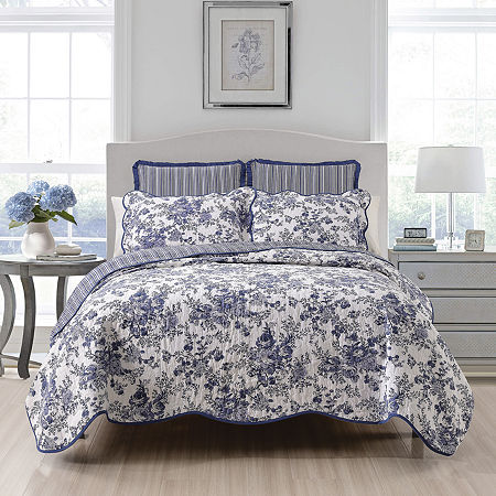 Click here for Laurel Manor Toile Garden Cotton Quilt  One Size... prices