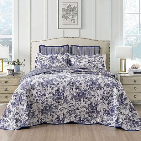Click here for Laurel Manor Toile Garden Cotton Bedspread  One Si... prices