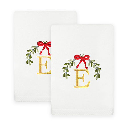 Click here for Linum Home Christmas Mistletoe Monogram White Embr... prices