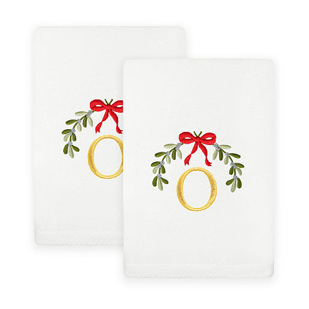 Click here for Linum Home Christmas Mistletoe Monogram White Embr... prices