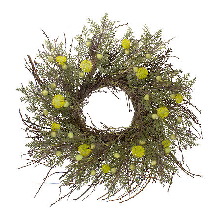 Click here for Northlight 20in Burrs And Craspedia Twig Yellow An... prices