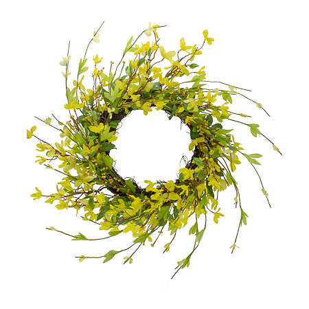 Click here for Northlight 20in Forsythia And Leaves Yellow Wreath... prices