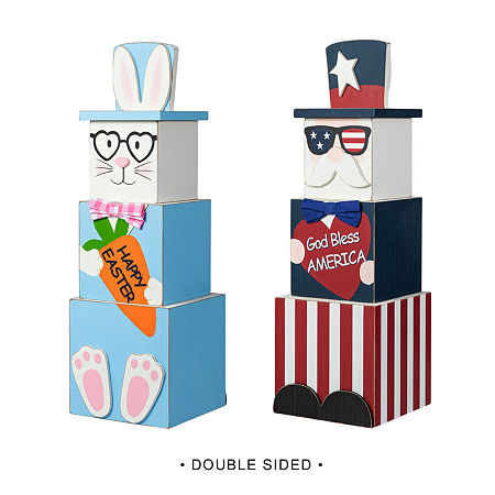 Click here for Glitzhome 24in Double Sided Wooden Easter Porch Si... prices