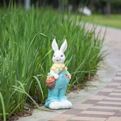Glitzhome 17.25in Resin Bunny Boy Easter Tabletop Decor, Color: Multi ...