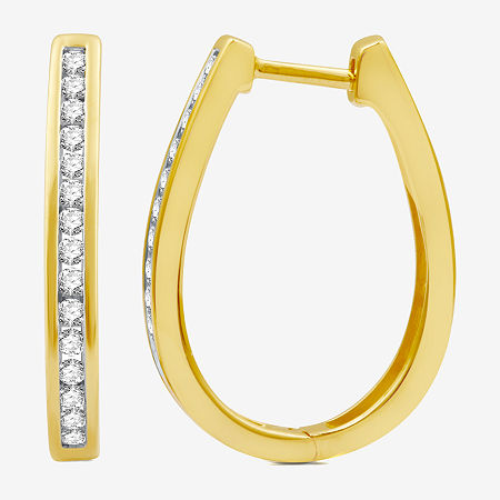 Click here for 1/2 CT. T.W. Natural White Diamond 23.8mm Hoop Ear... prices
