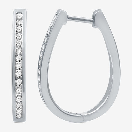 Click here for 1/2 CT. T.W. Natural White Diamond 23.8mm Hoop Ear... prices