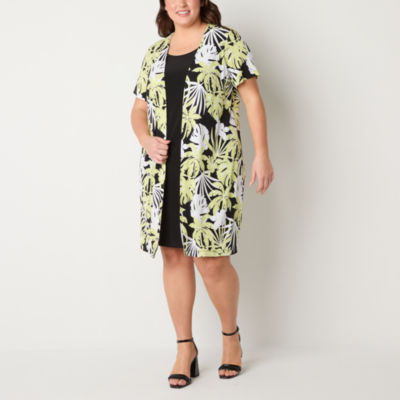 Perceptions Plus Faux-Jacket Dress, Color: Black Lime - JCPenney