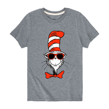 Dr. Seuss Big Boys Cat In the Hat Graphic T-Shirt - Gray