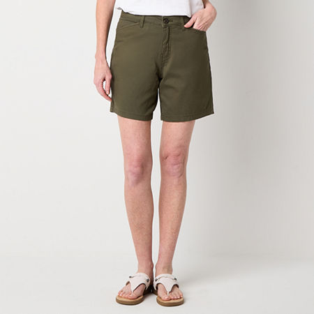 Click here for St. Johns Bay Womens 7 Mid Rise Chino Short  20  G... prices