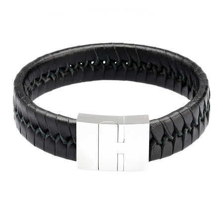 Click here for Mens Black Leather with Stainless Steel Bracelet... prices