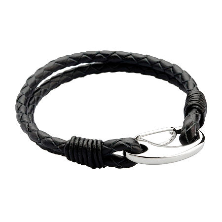 Click here for Mens Braided Black Leather with Stainless Steel Br... prices