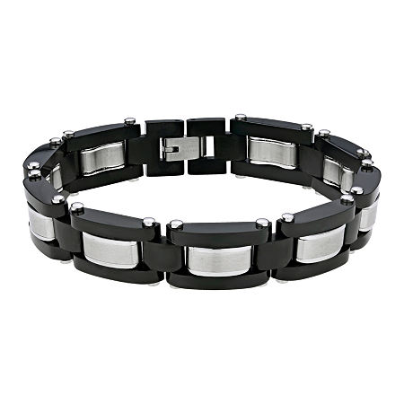 Click here for Mens Black IP Stainless Steel Link Bracelet  One S... prices