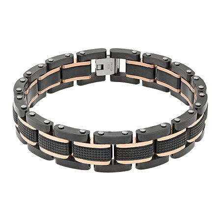 Click here for Mens Black IP Stainless Steel Textured Bracelet  O... prices