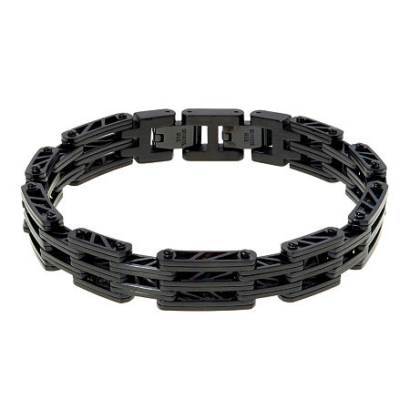 Click here for Mens Black IP Stainless Steel Bridge Bracelet with... prices