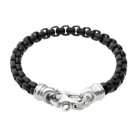 Click here for Mens Black IP Stainless Steel Round Box Chain Brac... prices