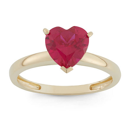 Click here for Womens Lab Created Red Ruby 10K Gold Heart Solitai... prices