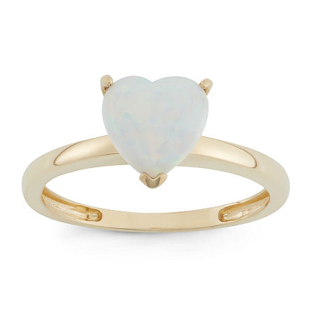 Click here for Womens Lab Created White Opal 10K Gold Heart Solit... prices