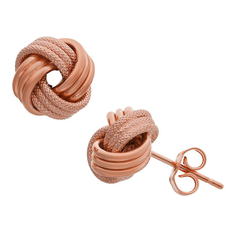 Click here for Made in Italy 14K Rose Gold 9mm Knot Stud Earrings... prices