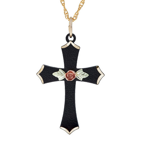 Click here for Black Hills Gold Rose Womens Cross 18 Inch Pendant... prices