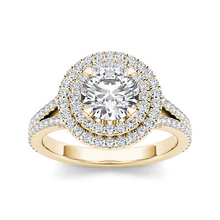 Click here for 1 1/2 CT.T.W. Natural Diamond 14K Yellow Gold Halo... prices