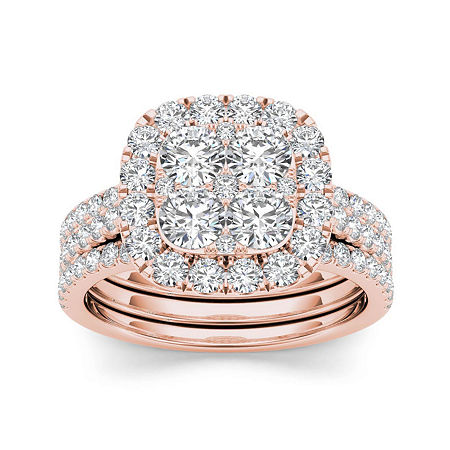 Click here for 2 CT.T.W. Natural Diamond 14K Rose Gold Bridal Rin... prices