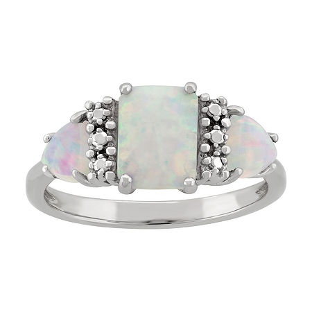 Click here for Lab-Created Opal Sterling Silver Ring  7  White prices