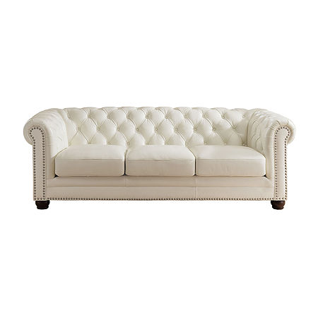 Click here for Aliso Leather Roll-Arm Sofa  One Size  White prices