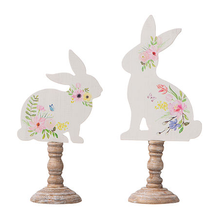 Click here for Glitzhome Wooden Bunny 2-pc. Easter Tabletop Decor... prices