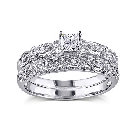 Click here for 1/3 CT.T.W. Natural Diamond 10K White Gold Bridal... prices