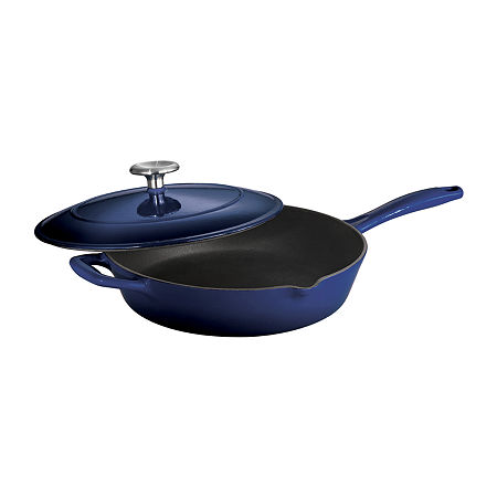 Tramontina Bestow 10-Inch Cast Iron Enameled Skillet with Lid - Navy