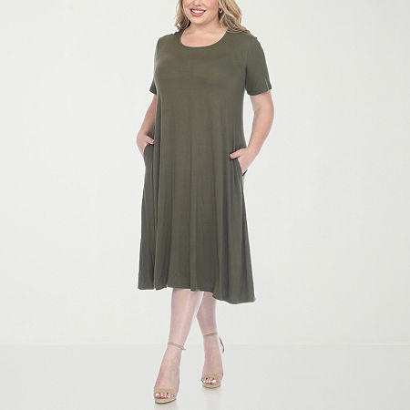 Click here for White Mark Womens Short Sleeve Midi Plus A-Line Dr... prices