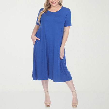 Click here for White Mark Womens Plus Short Sleeve Midi A-Line Dr... prices