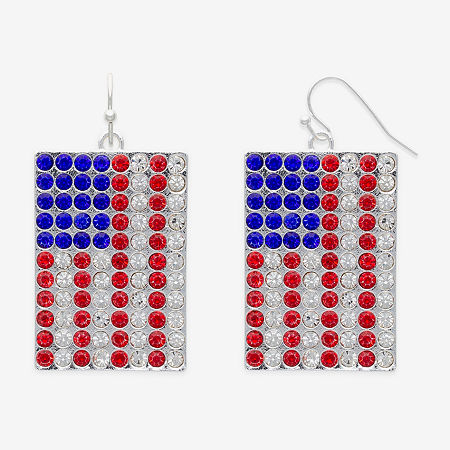 Click here for Mixit Patriotic Usa Flag Womens Glass Drop Earring... prices