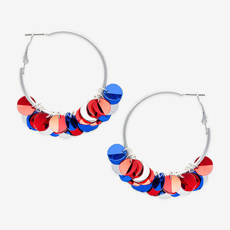 Click here for Mixit Patriotic Womens 44.5mm Hoop Earrings  One S... prices