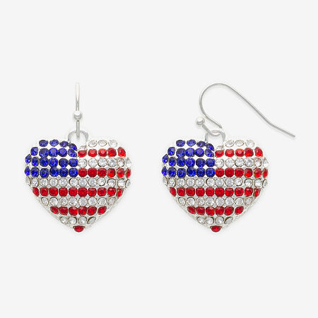 Click here for Mixit Patriotic Usa Flag Womens Glass Heart Drop E... prices