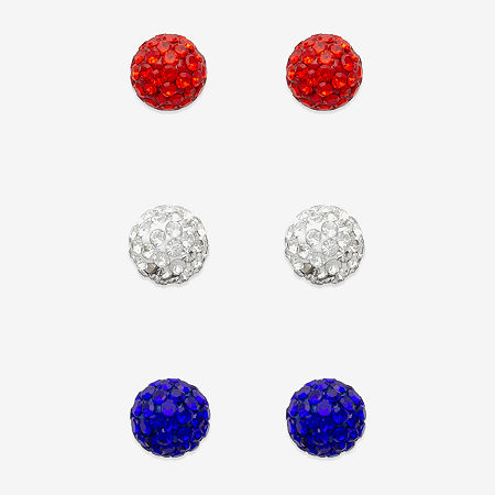 Click here for Mixit Patriotic Glitter Stud Womens Glass 3 Pair E... prices