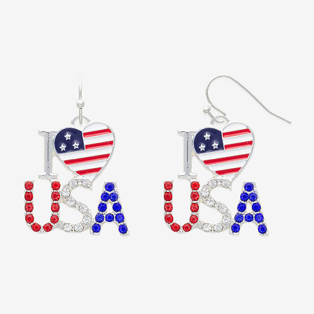 Click here for Mixit Patriotic I Love Usa Womens Glass Heart Drop... prices
