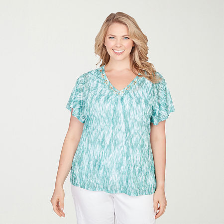 Click here for Hearts Of Palm Plus Size Printed Knit Burnout Shor... prices