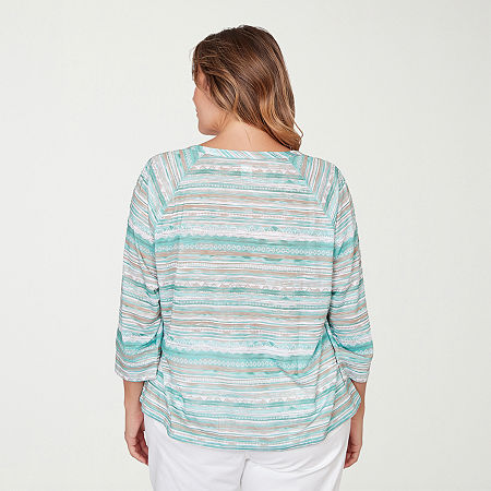 Click here for Hearts Of Palm Plus Size Printed Slub 3/4 Sleeve B... prices