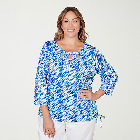 Click here for Hearts Of Palm Plus Size Printed 3/4 Sleeve Top -... prices