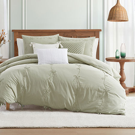 Click here for Peri Home Sasha Bows Embroidered 3-Pc. Duvet Cover... prices