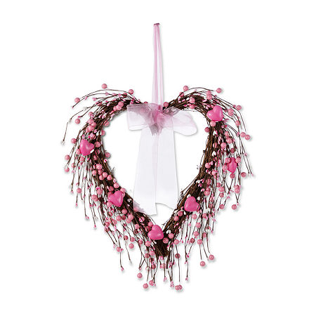Click here for Glitzhome 17 Pink Berry Heart 3-pc. Wreath  One Si... prices