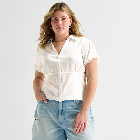 Click here for Forever 21 Womens Juniors Plus Short Sleeve Button... prices