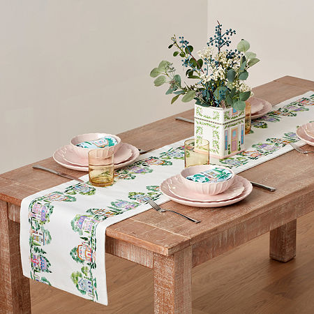 Click here for Lenox Spice Village Print Embroidered Table Runner... prices